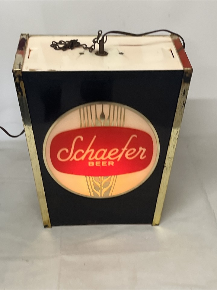 *RARE* Vintage Hanging 3D Schaefer Lighted Beer Sign And Clock 15”x13 ...