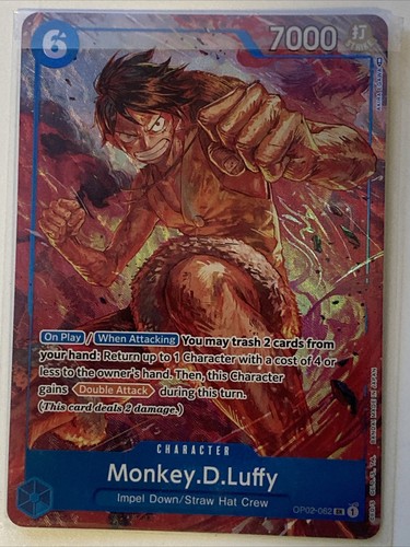 ONE PIECE Card Game Monkey D. Luffy OP02-062 Alt Art ENGLISH Paramount ...