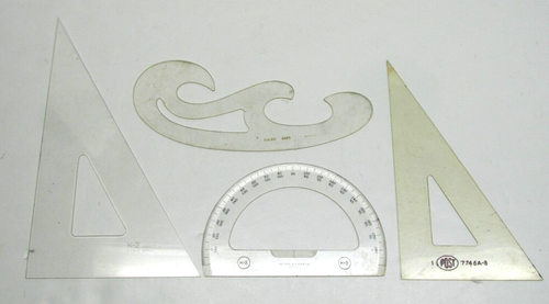 Vntg - 4 - Drafting Squares - Curve - Protractor - K&E DORIC, TACRO ...