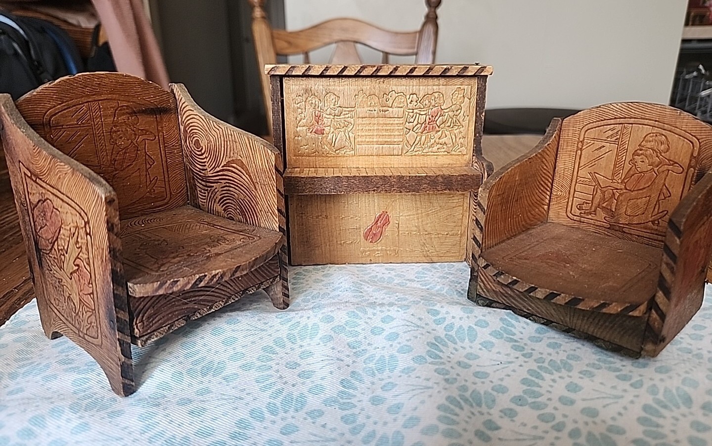 Lot of Three Antique Flemish Art Pyrography Wooden Boxes - Set of ...