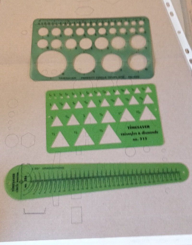NICE ~ 3 Timesaver ~ Circle Master + Triangles ~ Drafting Template ...