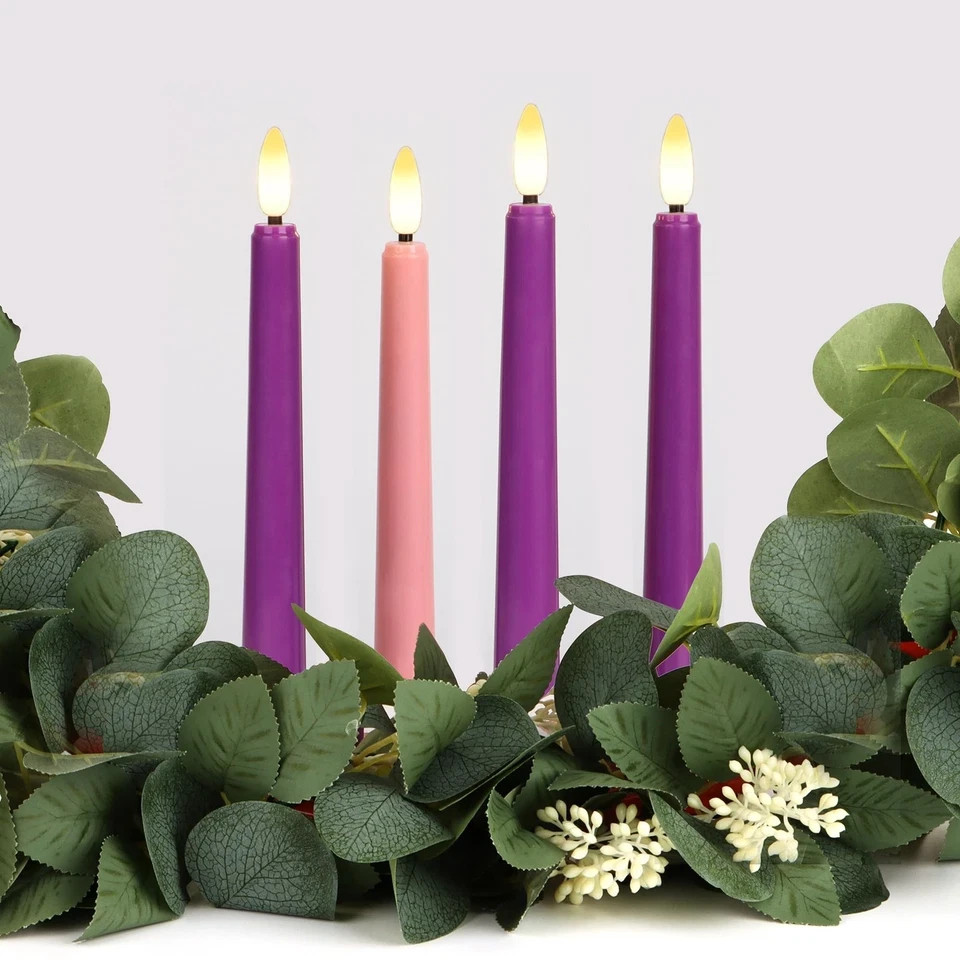Flameless Advent Candles - Set of 4 Battery Operated LED Advent Candle ...