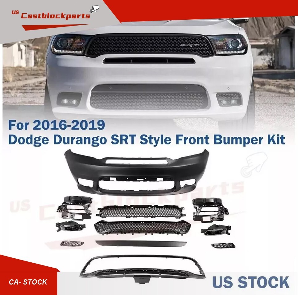 For Dodge Durango 2016-2019 SRT Style Front Bumper Cover Kit with LED ...