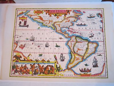 VINTAGE MAP - SEPTENTRIO AMERICA MERIDIES - 19" X 13" - HEAVY STOCK ...