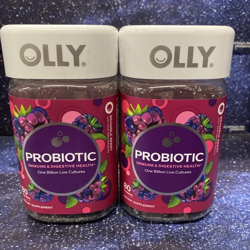 2 X OLLY Probiotic Gummies, Bramble Berry - 80 Ct Exp: Please Read ...
