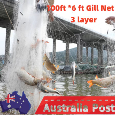 100ft*6ft Fisherman 1-4/5" Mesh Hole Fishing Gill Net Gillnet Fishing ...