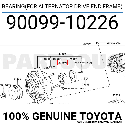 9009910226 Genuine Toyota BEARING(FOR ALTERNATOR DRIVE END FRAME) 90099 ...