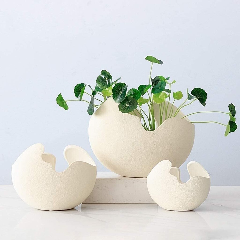 Eggshell Shape Ceramic Vase for Home Office Décor | eBay UK