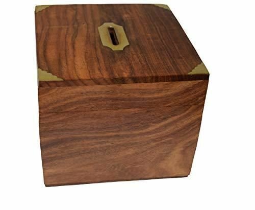 OM SHRI OM Handmade Wood Money Coin Bank, Safe Piggy Bank, Coin Bank ...