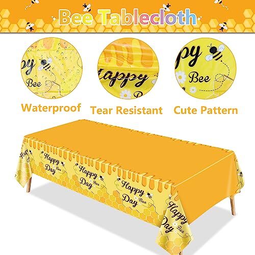 4 Pack Plastic Bee Tablecloths Disposable Honey Bee Table Cover for ...