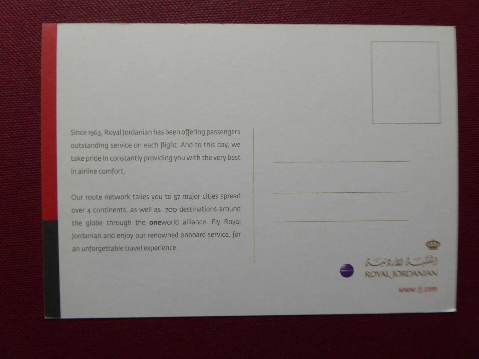 CARTE POSTALE AVIATION AIRLINE POST CARD ROYAL JORDANIAN | eBay