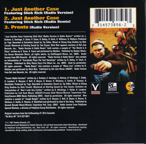 Cru Just Another Case CD Single Featuring Slick Rick Def Jam Recordings ...
