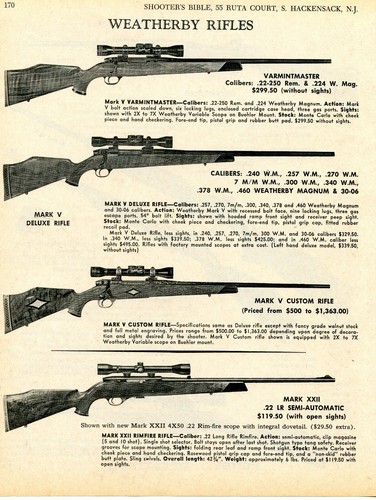 1970 Print Ad of Weatherby Mark V Deluxe, Varmintmaster, Mark XXII ...