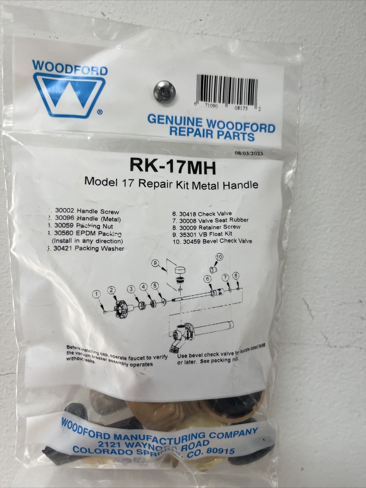 Woodford RK-17MH Wall Hydrant Repair Kit 671090081752| eBay