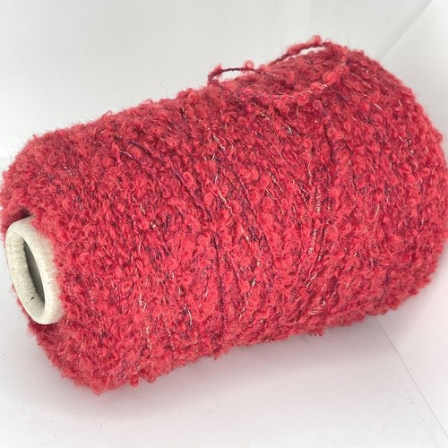 Fil rouge BOUCLE ALPAGA LAINE MÉLANGÉE sur cône pour tricot artisanal ...