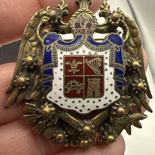 Vintage Brooch Pendant Heraldic Shield Pin Enamel Gold Tone 2” | eBay