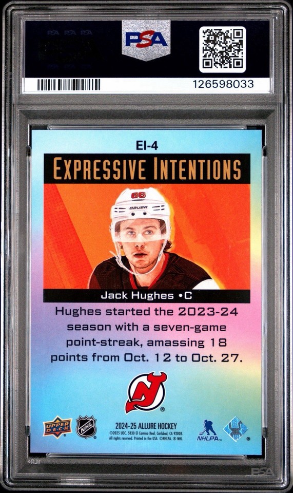 2024-25 UD Allure Jack Hughes Expressive Intentions #EI-4 SSP PSA 10 ...