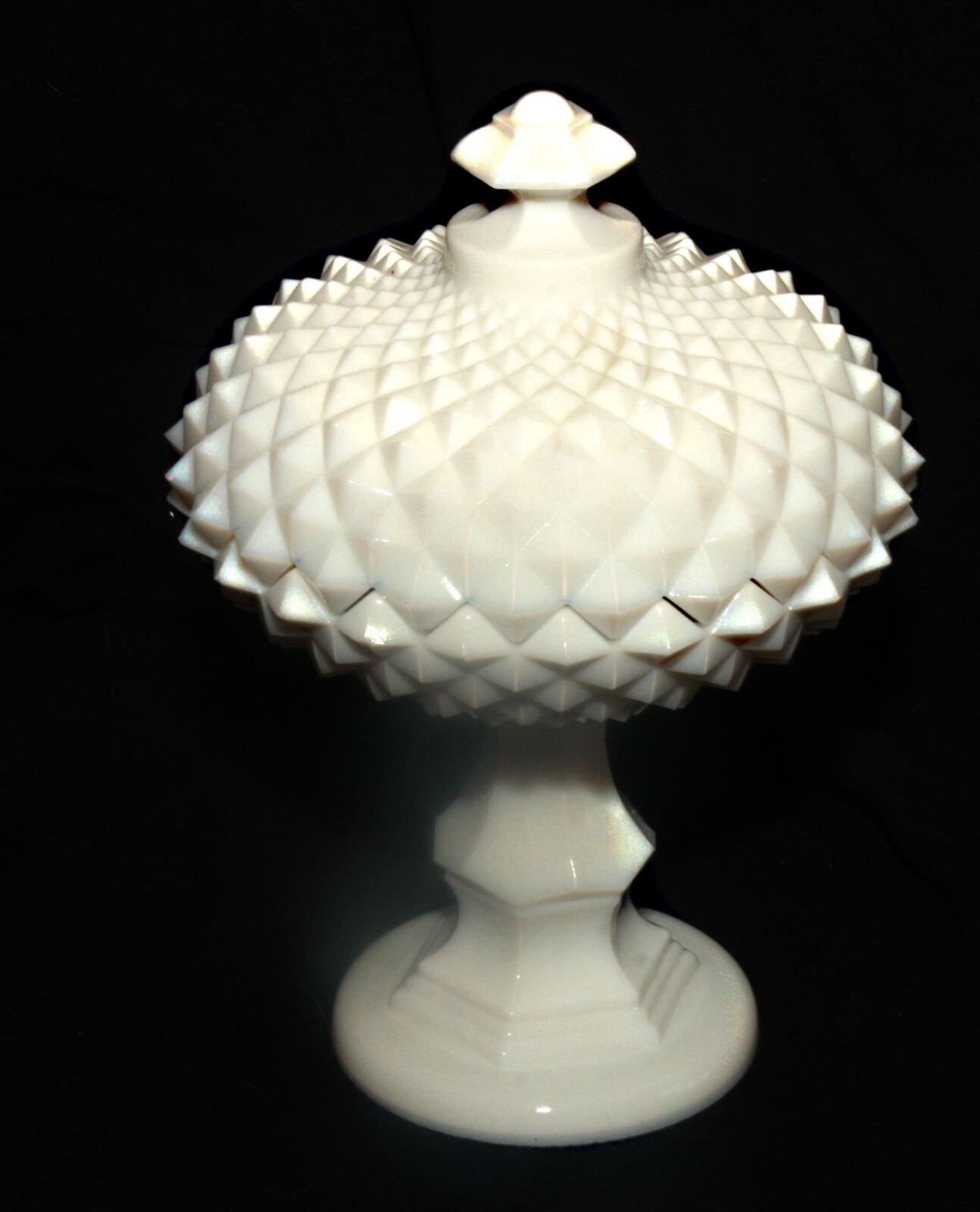 Vintage Westmoreland Milk Glass Sawtooth Diamond Covered Candy Dish ...