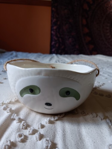 Sloth Ceramic Pottery Hanging Planter With Twine Cord | eBay