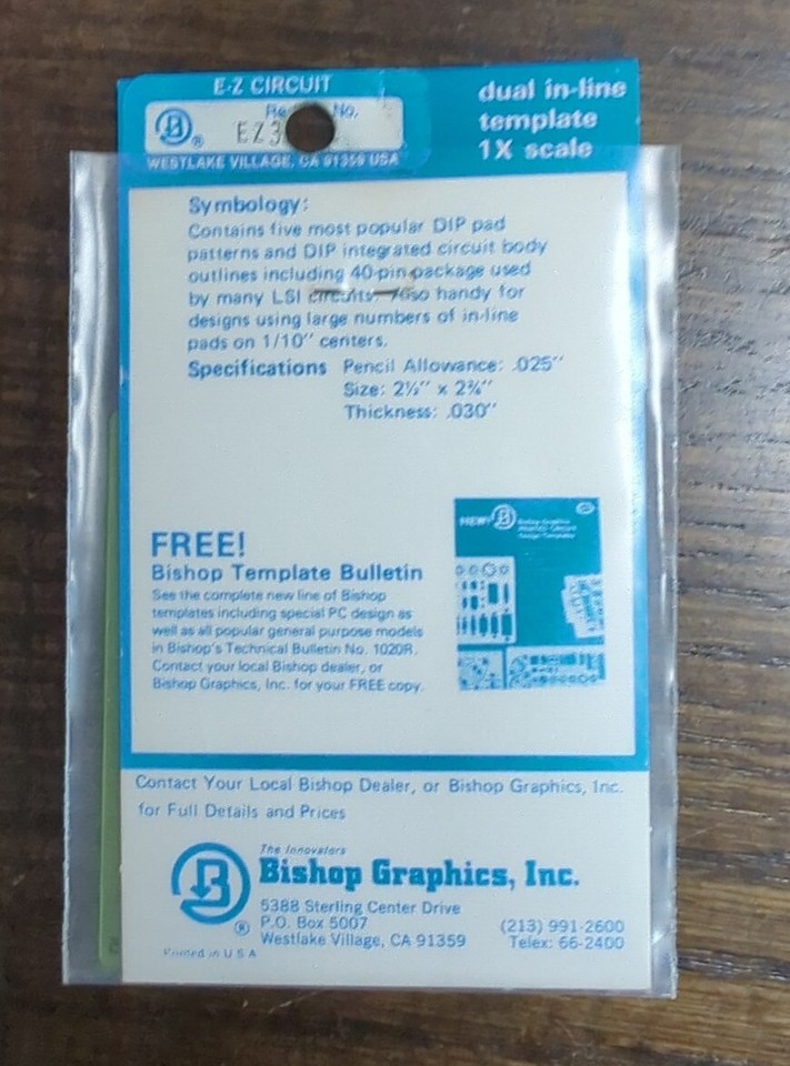 Vintage Bishop Graphics Dual In-line Template 1X Scale No 3375 NEW Dip ...