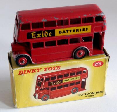 DINKY TOYS (291) LONDON BUS (EXIDE BATTERIES) - PLASTIC HUBS (BOXED) | eBay