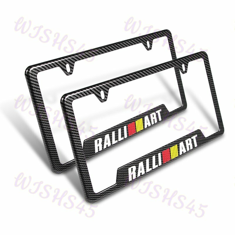 2PCS For RALLIART Carbon Fiber Look License Plate Frames ABS Laser ...