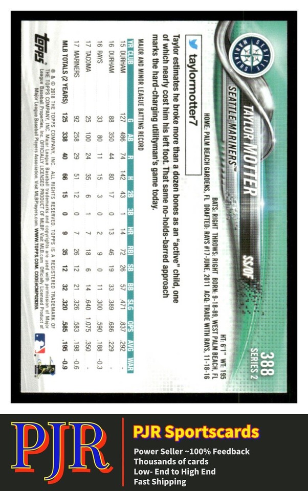 2018 Topps #388 Taylor Motter Seattle Mariners EXTRA 35% OFF 4+ | eBay