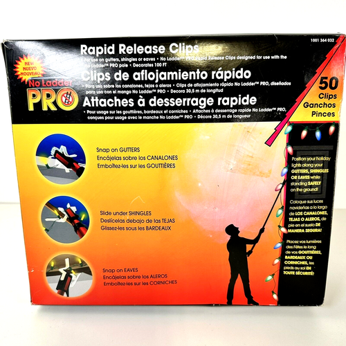 No Ladder Pro Rapid Release Gutter Shingle Clips Christmas Lights Pk ...