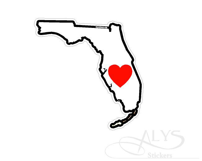 I Love Florida State Map Decals & Stickers | eBay