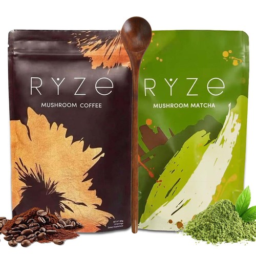 2 Pack Combo New RYZE Mushroom Coffee & RYZE Matcha 100% Authentic ...