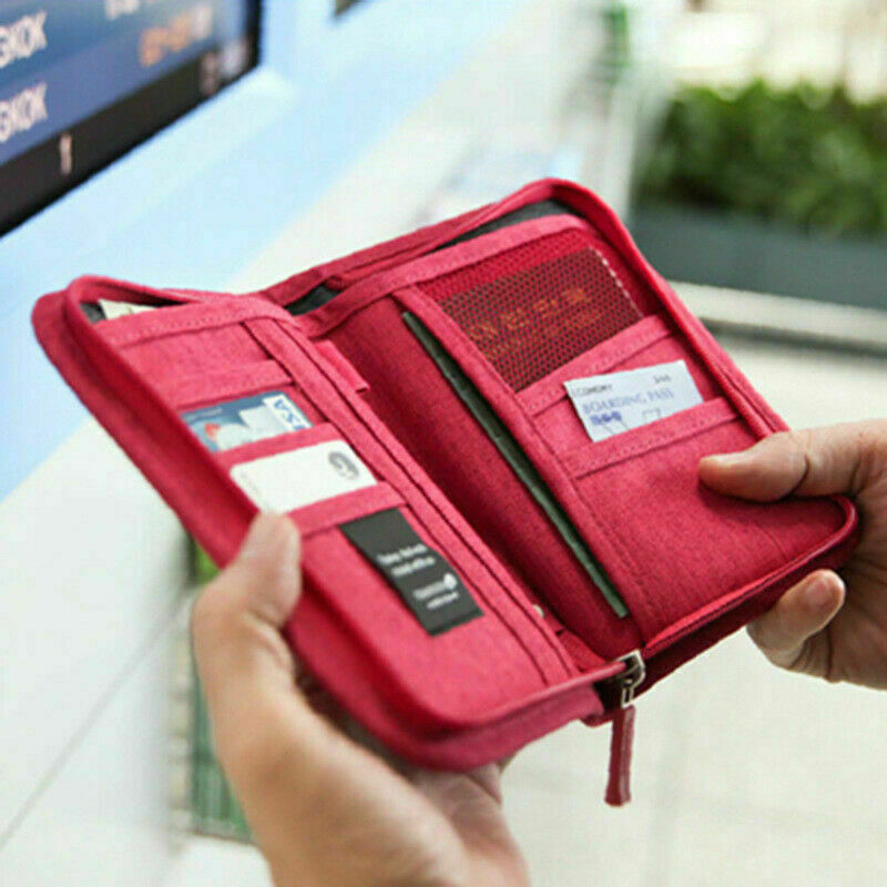 Women Mini Travel Passport Zipper Credit Card Cash Document Holder ...