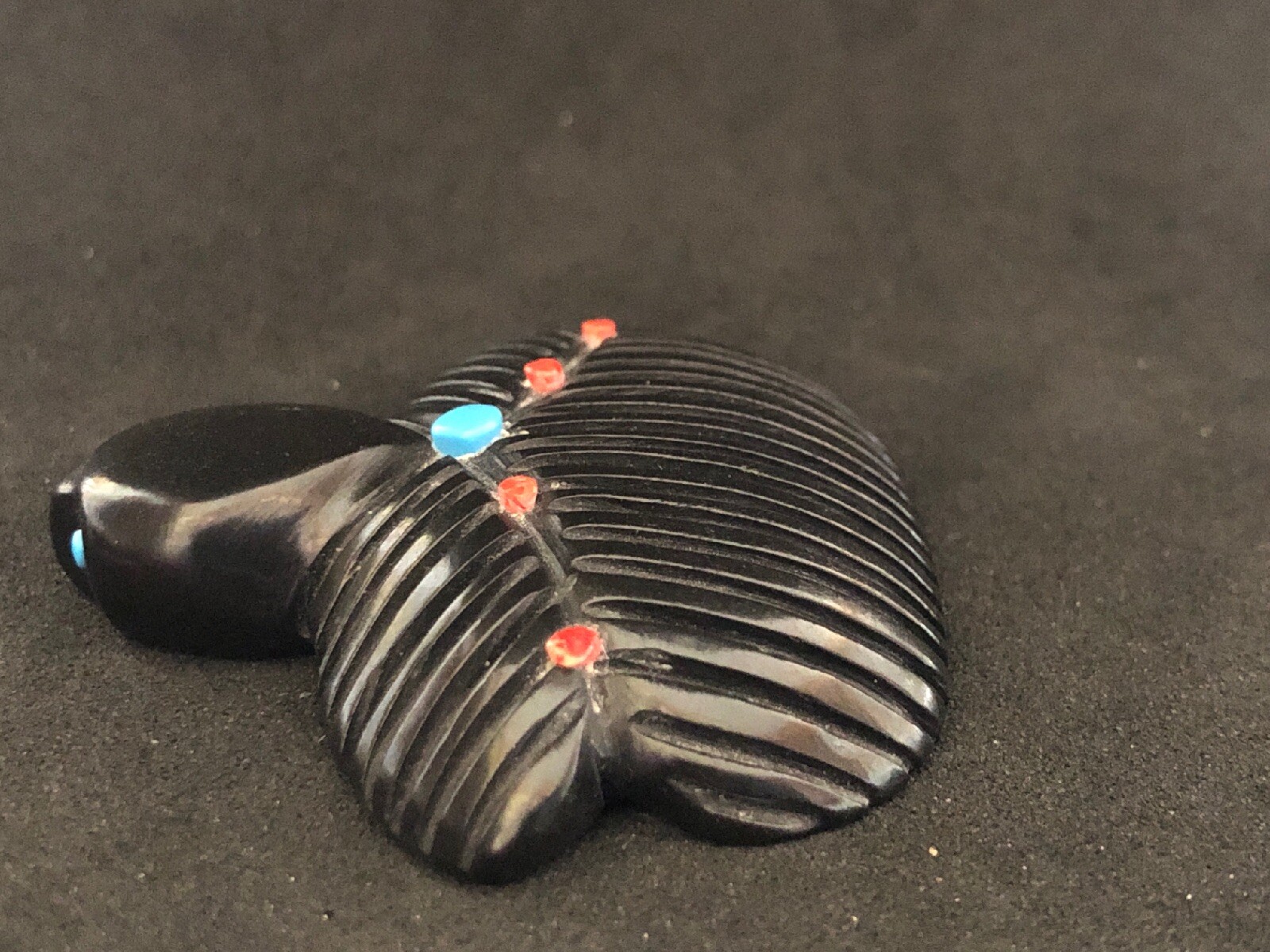 Zuni Bird Black Marble W Tq Coral Gifts Fetish - Reynold Lunasee 5013 ...