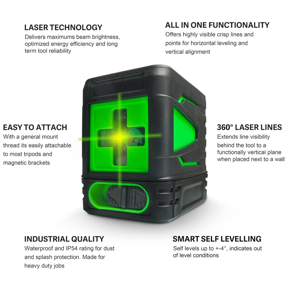 SELF LEVELING LASER LEVEL Bright Green Cross Line Self Leveling Measure ...