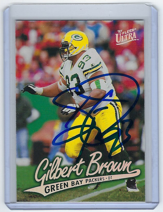 1997 PACKERS Gilbert Brown signed card Fleer Ultra #111 AUTO ...