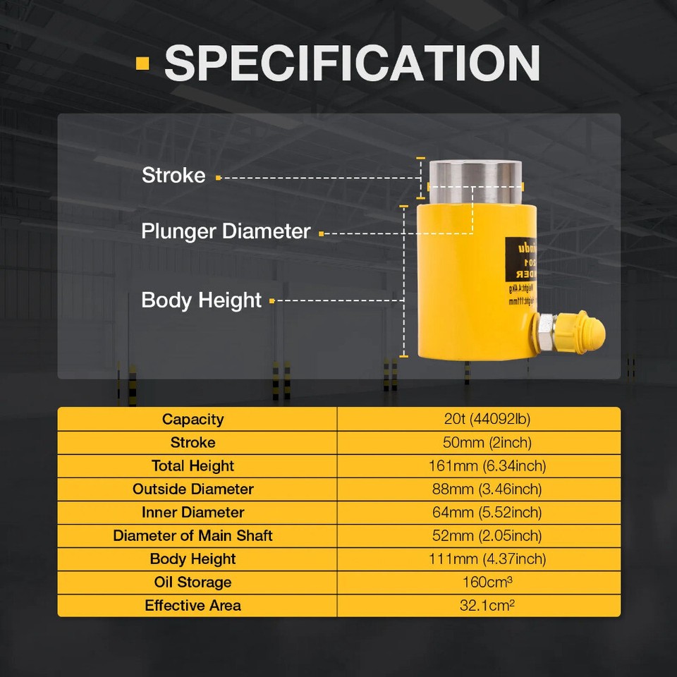20/30 Ton Hydraulic Cylinder Hollow Jack Industrial Lifting Jack 50 ...