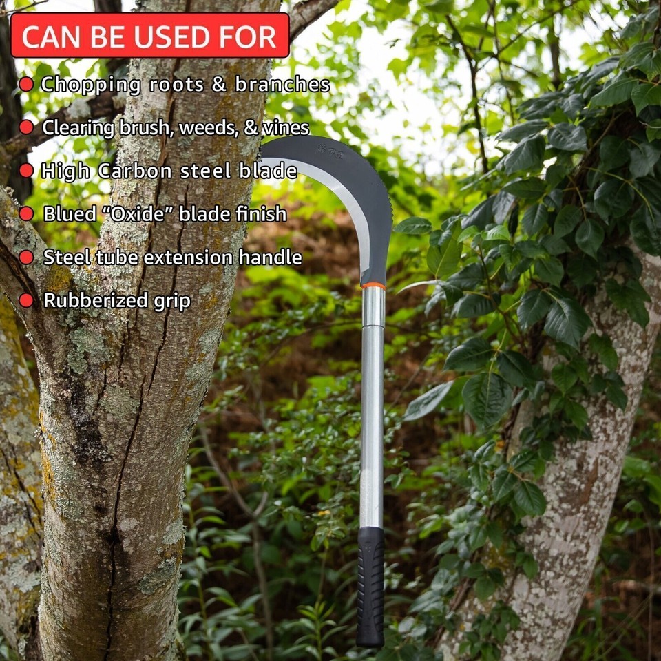 Curved Blade Hand Sickle with Spine Jimping & Textured Handle - Yard ...