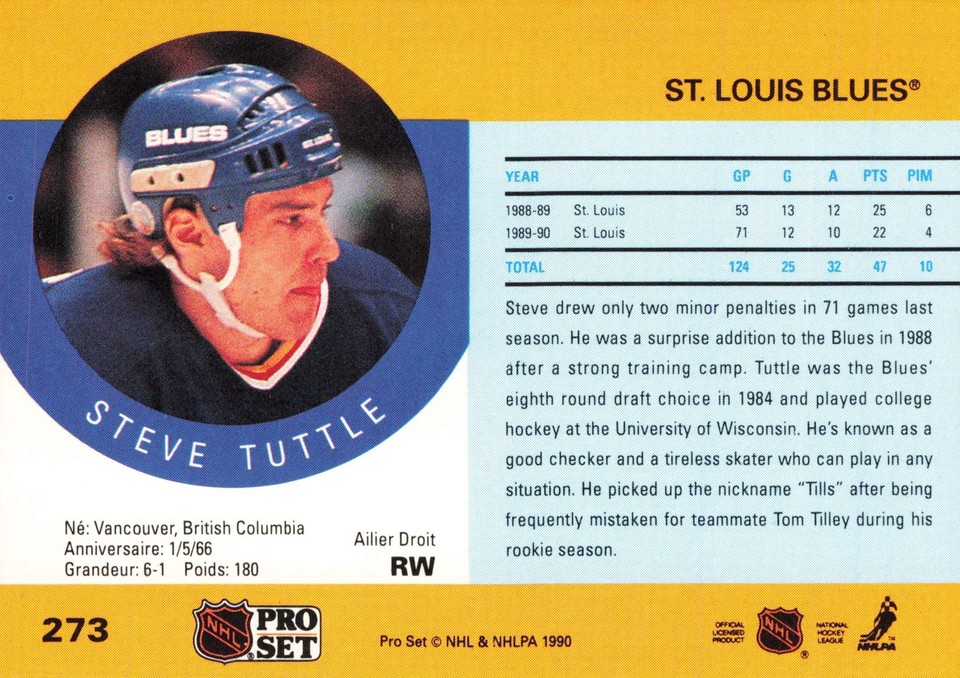 Steve Tuttle 1990 Pro Set #273 St. Louis Blues | eBay