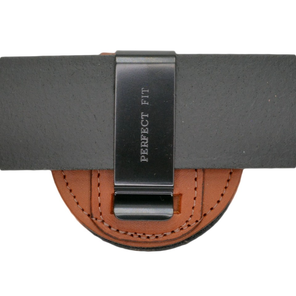 Tan Leather 2.25" Round Cutout Police Belt Clip Badge Holder US ...