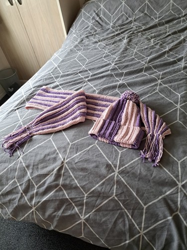 Lovely crochet Chunky Hat/Scarf set in cotton mix yarn | eBay UK