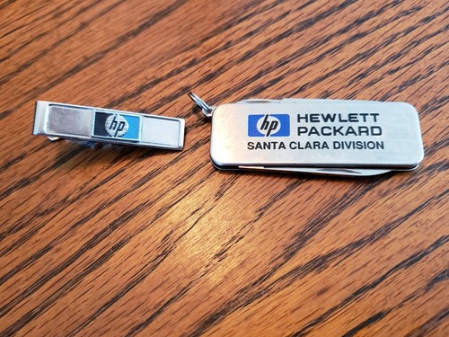 Vintage Hewlett Packard HP tie bar and Zippo Bradford, PA USA pocket ...