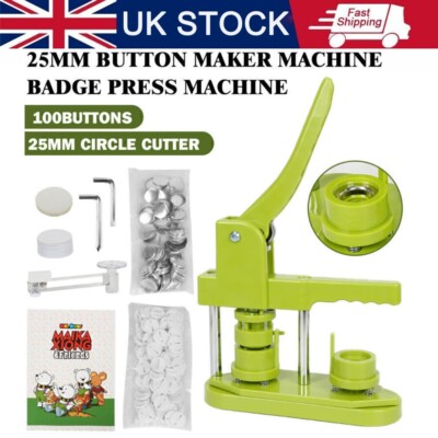 25mm Button Maker Machine + 100 Buttons Circle Cutter Bags Badge Maker ...