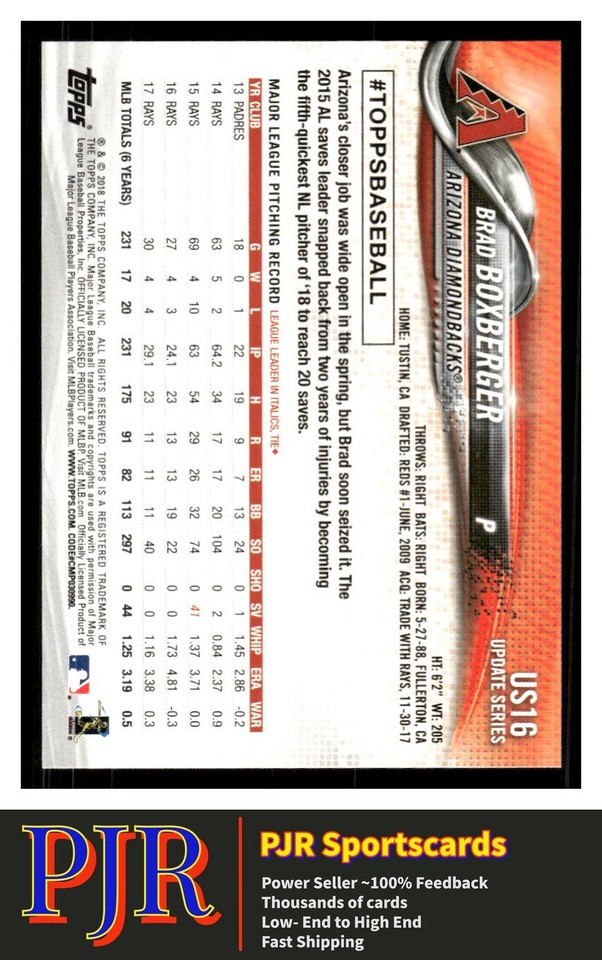2018 Topps Update #US16 Brad Boxberger Arizona Diamondbacks | eBay