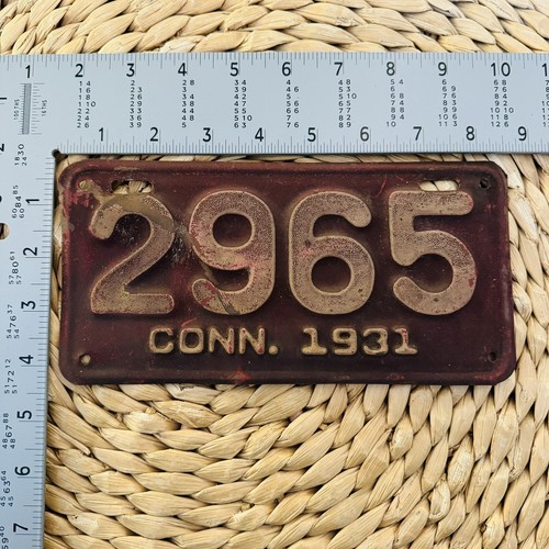 1931 Connecticut License Plate 2965 MOTORCYCLE ALPCA Harley Indian BMW ...