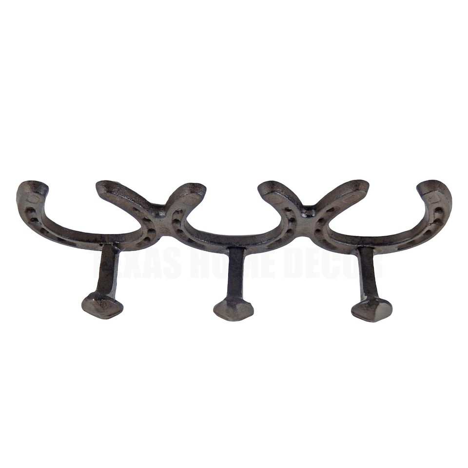 Horseshoes Railroad Spike Triple Wall Hook Rack Rustic Industrial ...