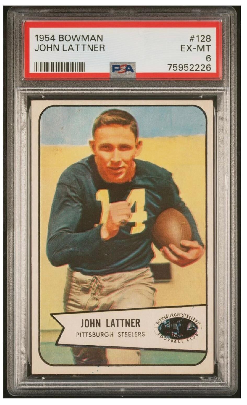 VINTAGE 1954 Bowman JOHN LATTNER # 128 - ROOKIE CARD - HEISMAN WINNER ...