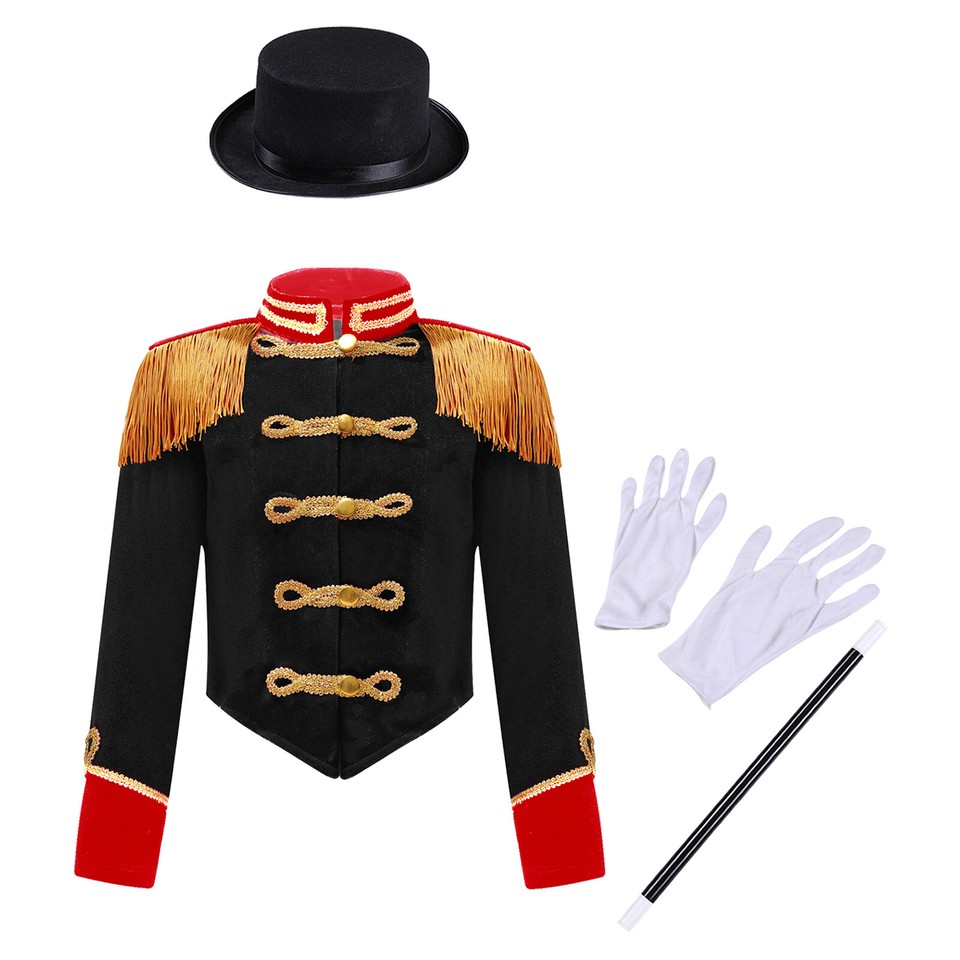 Boy Girls Circus Ringmaster Jacket Tassel Coat Marching Band Uniform ...
