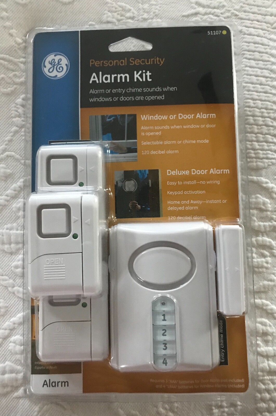 GE Personal Security Alarm Kit 51107 Window Door No Wiring Easy to ...