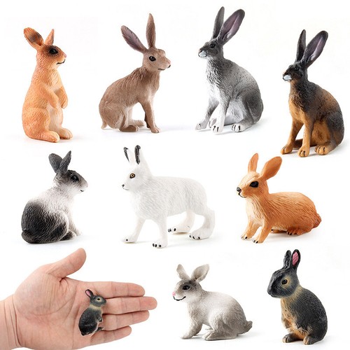 9 Pcs Bunny Rabbit Figurines Farm Animal Model Toy Desktop&Home ...