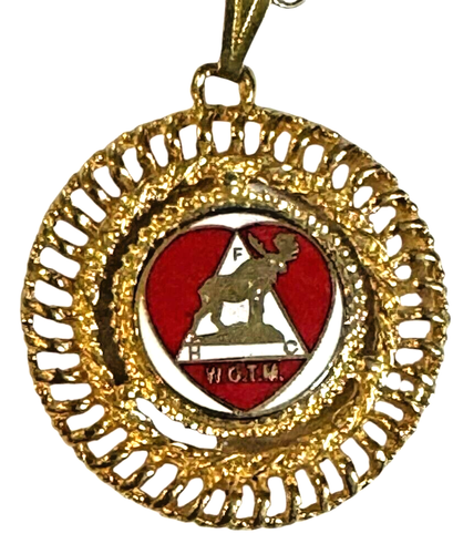 WOTM Clock Shaped Pendant Necklace - Red and White - Gold Colored Chain ...