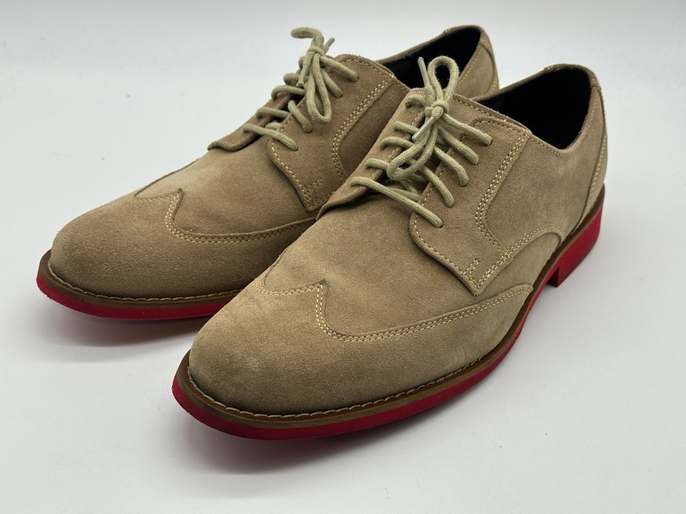 Cole Haan Drake Eva Wing OX II Men's Milkshake Suede Red Sole Men's Sz ...